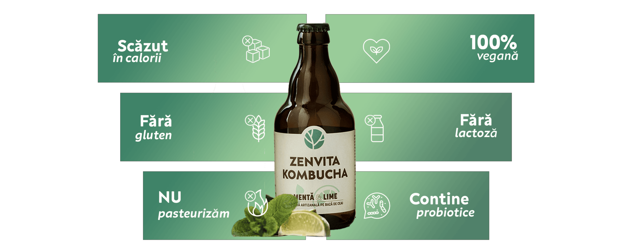 Zenvita Kombucha - Ceai kombucha nepasteurizat cu gust natural