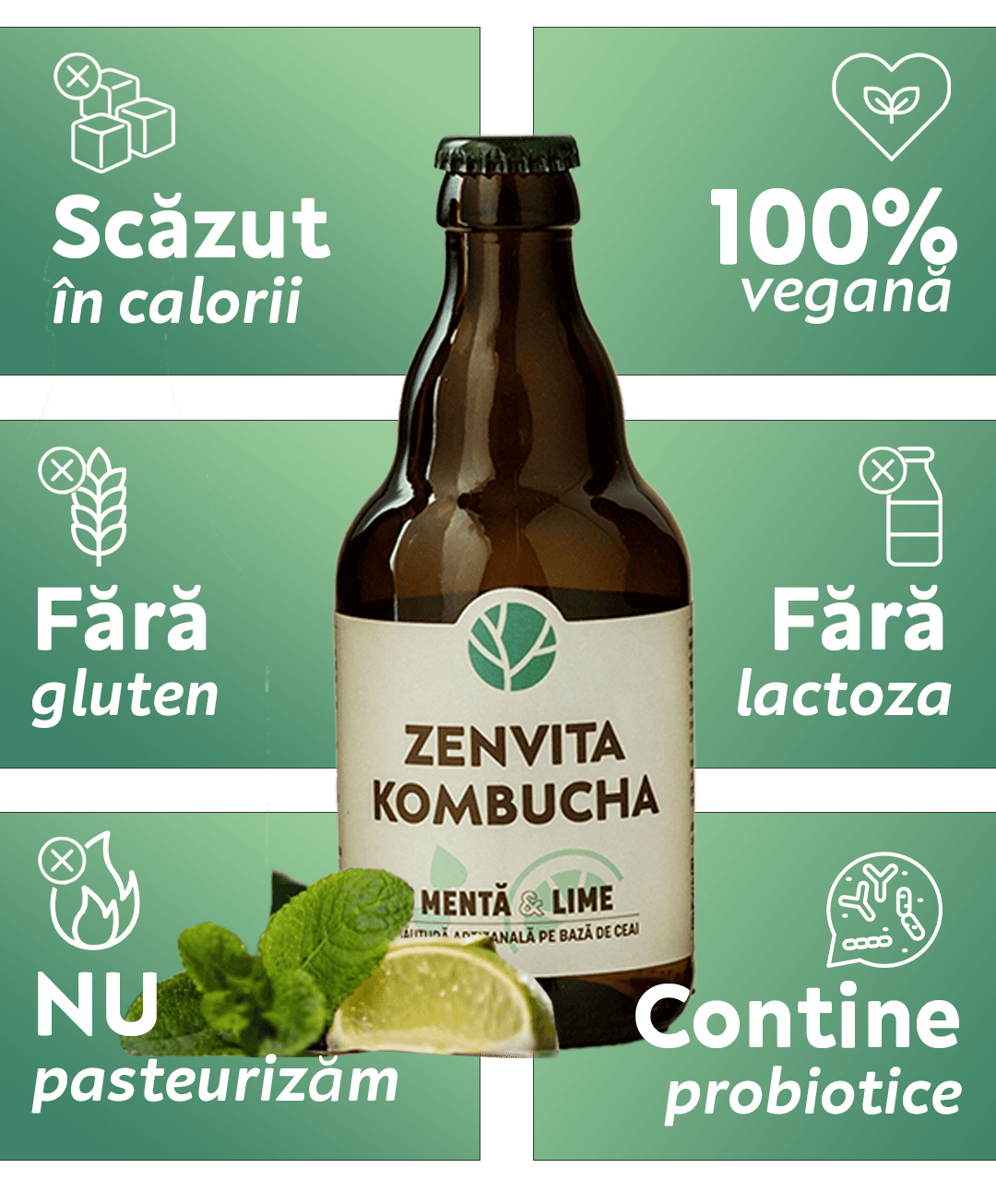 Zenvita Kombucha - Ceai kombucha nepasteurizat cu gust natural